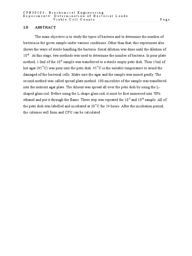 CPB 30103 Biochemical Engineering UniKL MICET Experiment 4 ...