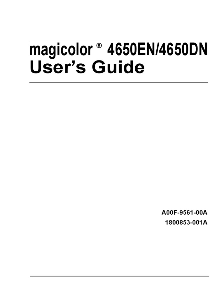 Magicolor 4650EN/4650DN User's Guide: A00F-9561-00A 1800853-001A | PDF ...