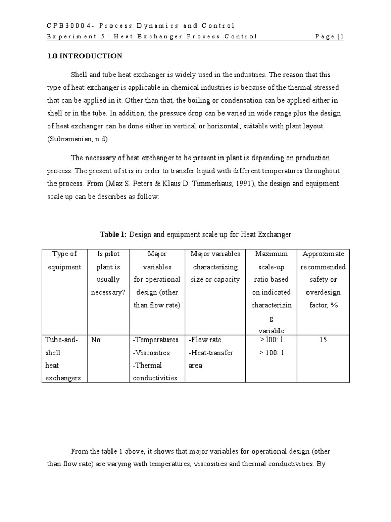 Heat Exchanger Process Control Experiment | PDF | Thermocouple | Heat ...