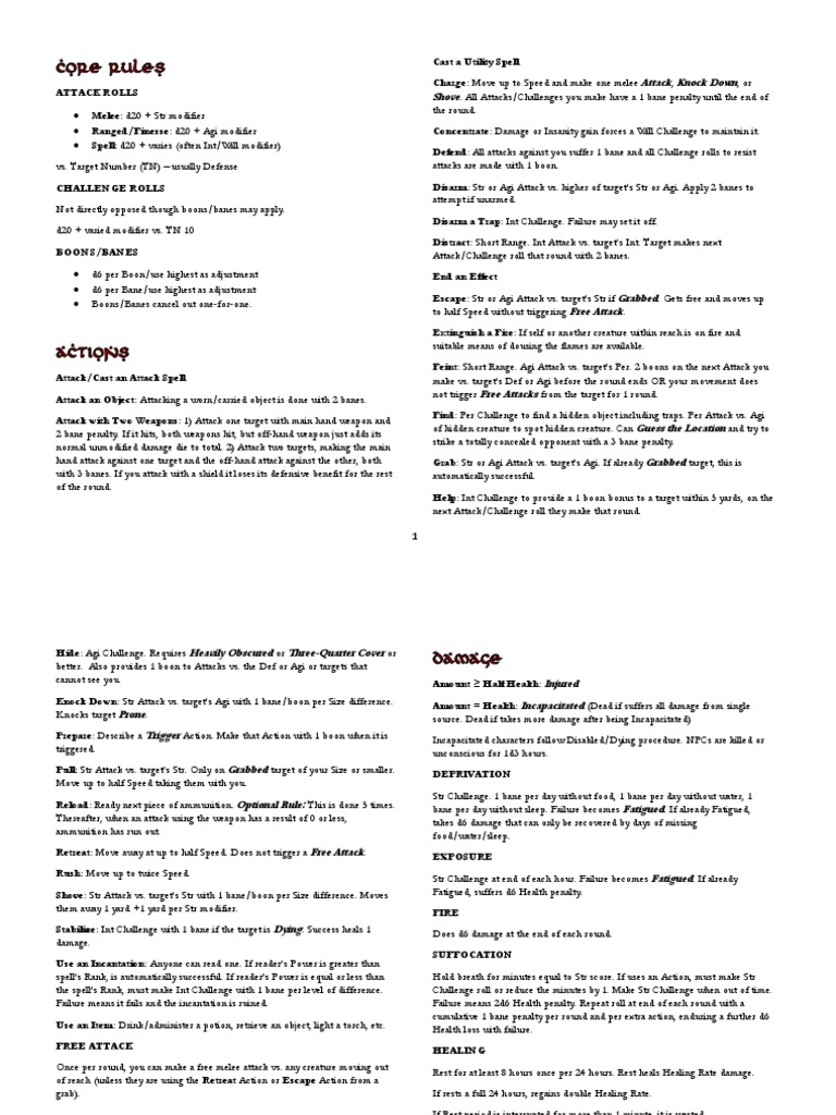 SotDL GM Cheat Sheets | PDF | Leisure