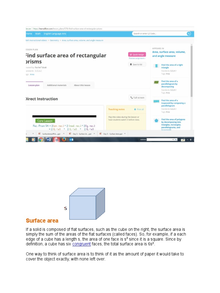 Surface Area-Notes and Resources | PDF | Area | Surface Area