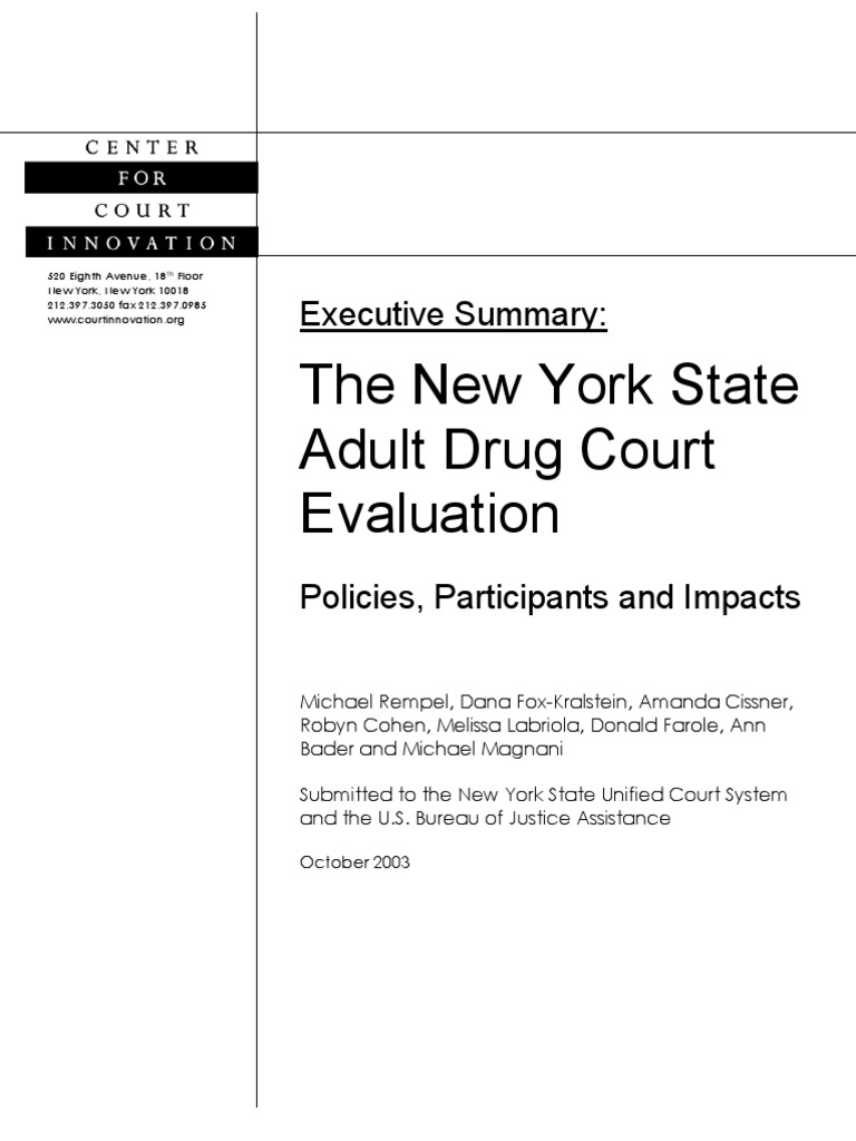00016-Drug Court Eval Exec Sum | PDF | Recidivism | Substance Abuse
