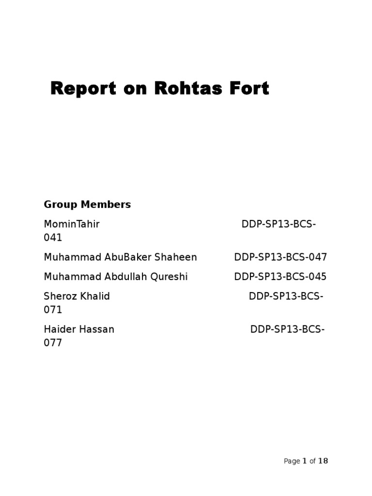 Report of Rohtas Fort | PDF