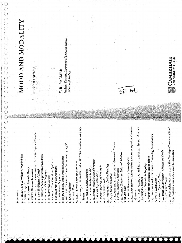 Palmer - Mood and Modality | PDF