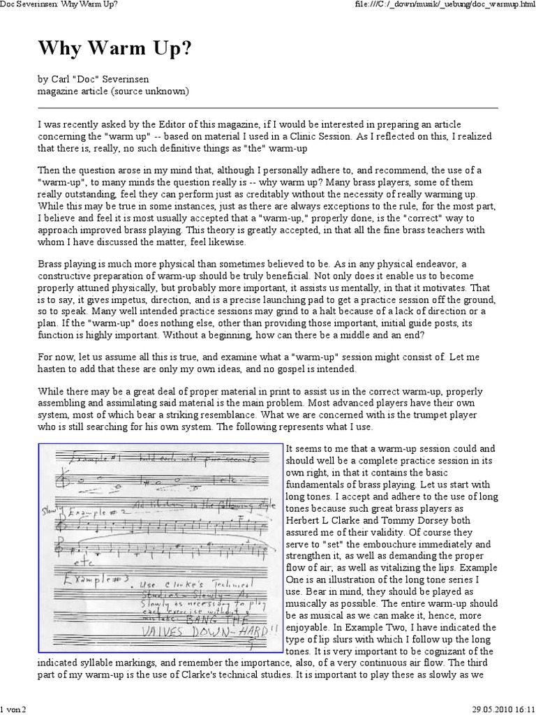 Severinsen - Why Warm Up - PDF | PDF