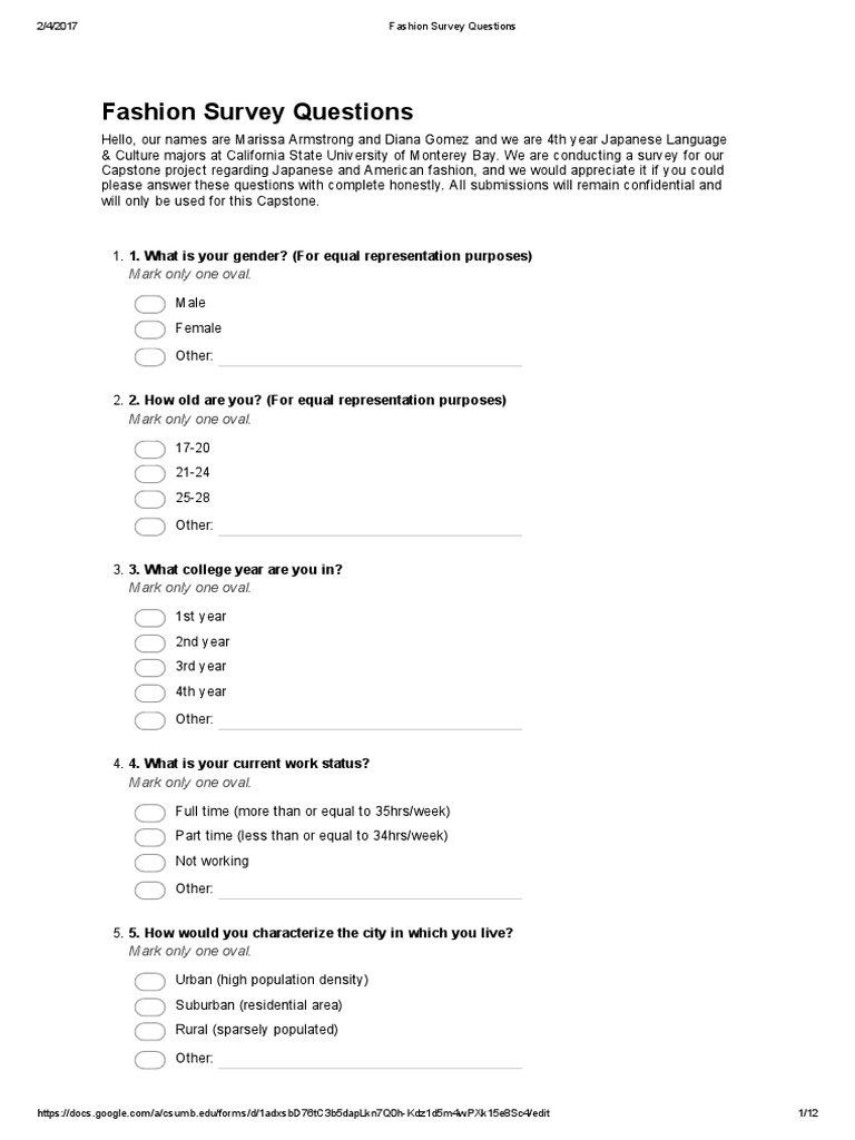 Japanese-American Fashion Survey | PDF | Celebrity | Fashion