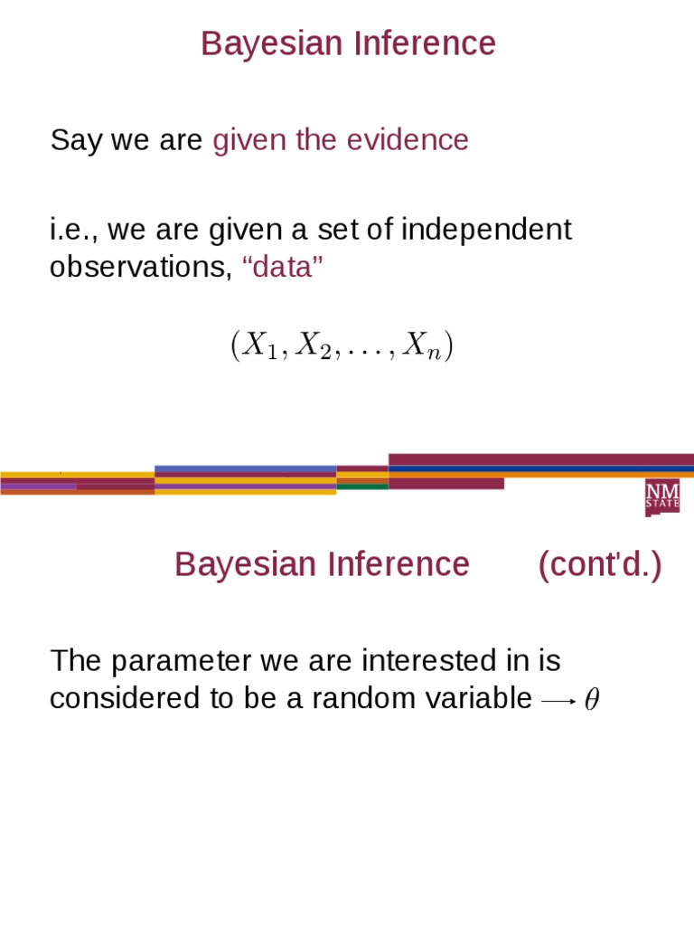 Bayesian Inference Say We Are I E We Are Given A Set Of Independent Observations Pdf