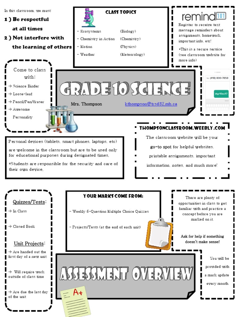 Grade 10 Science Course Outline 16 | PDF | Homework | Quiz