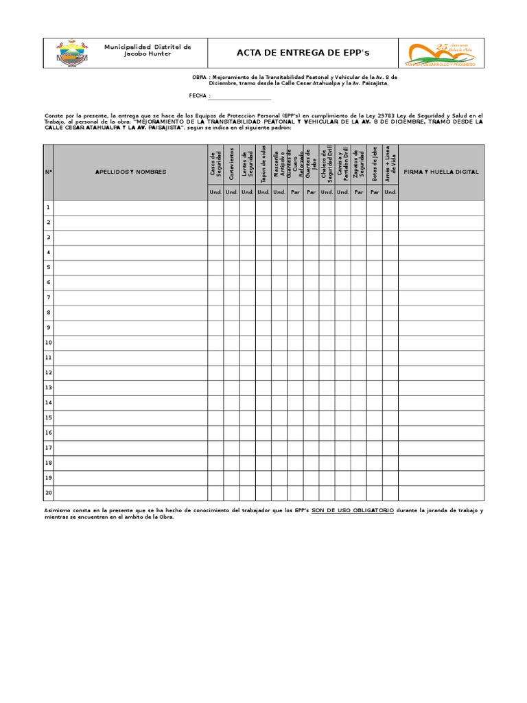 Acta de Entrega de EPP | PDF | Ropa