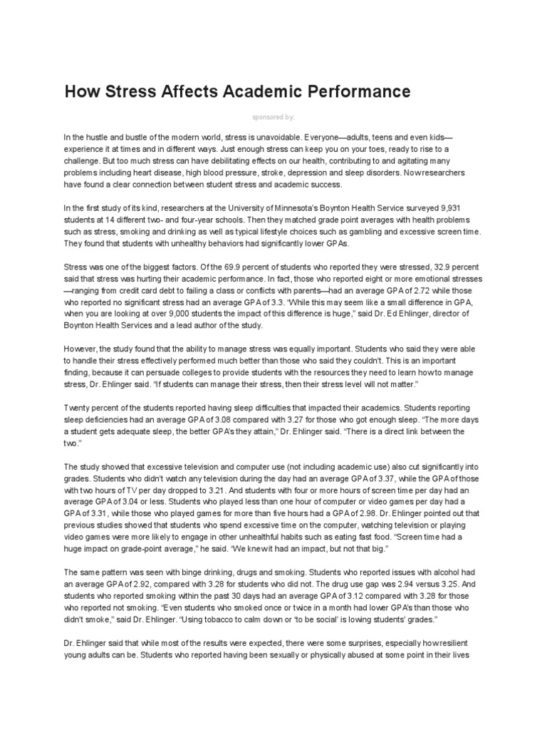 How Stress Affects Academic Performance | PDF | Bullying | Cyberbullying