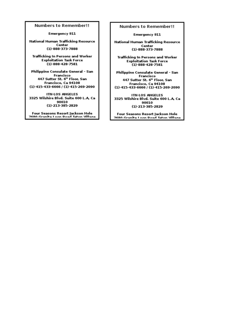 Numbers To Remember!! Numbers To Remember!!: TH TH | PDF