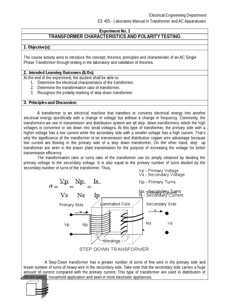 Transformer Lab Manual | PDF | Transformer | Power Supply