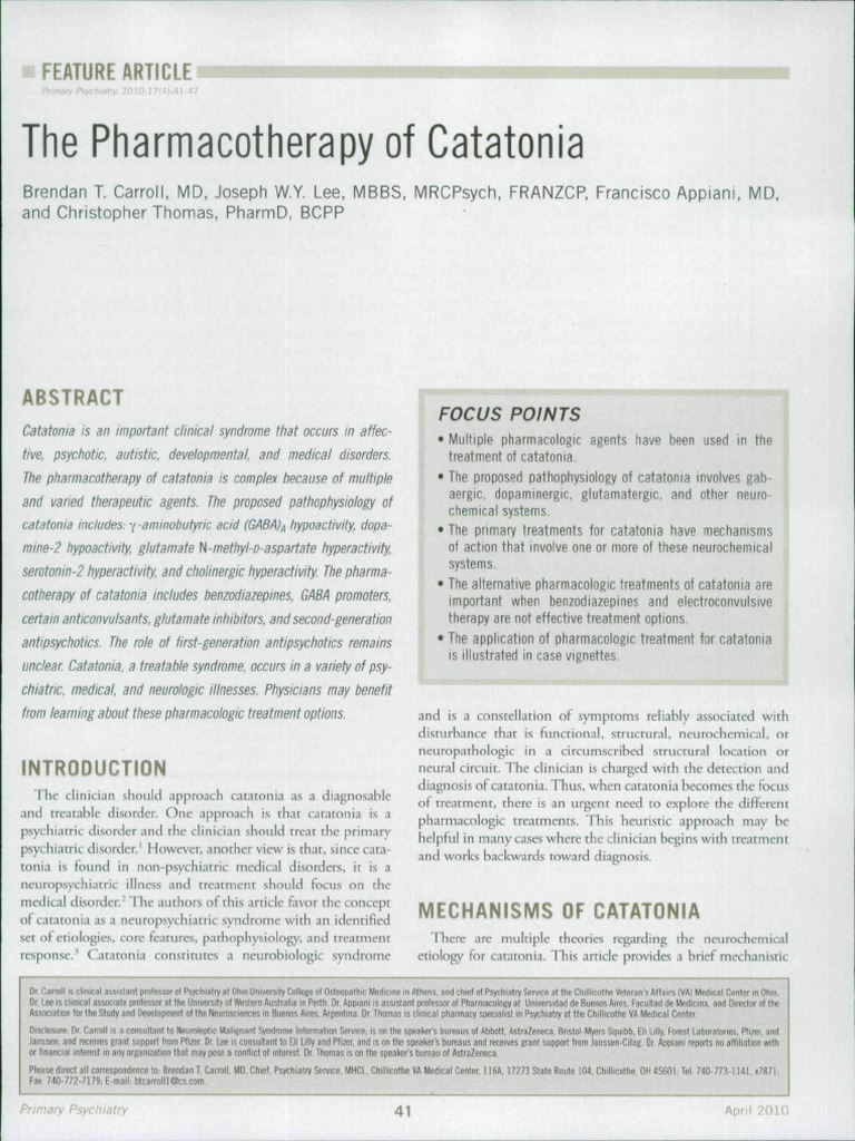Catatonia Farmacoterapia | PDF | Psychosis | Attention Deficit ...