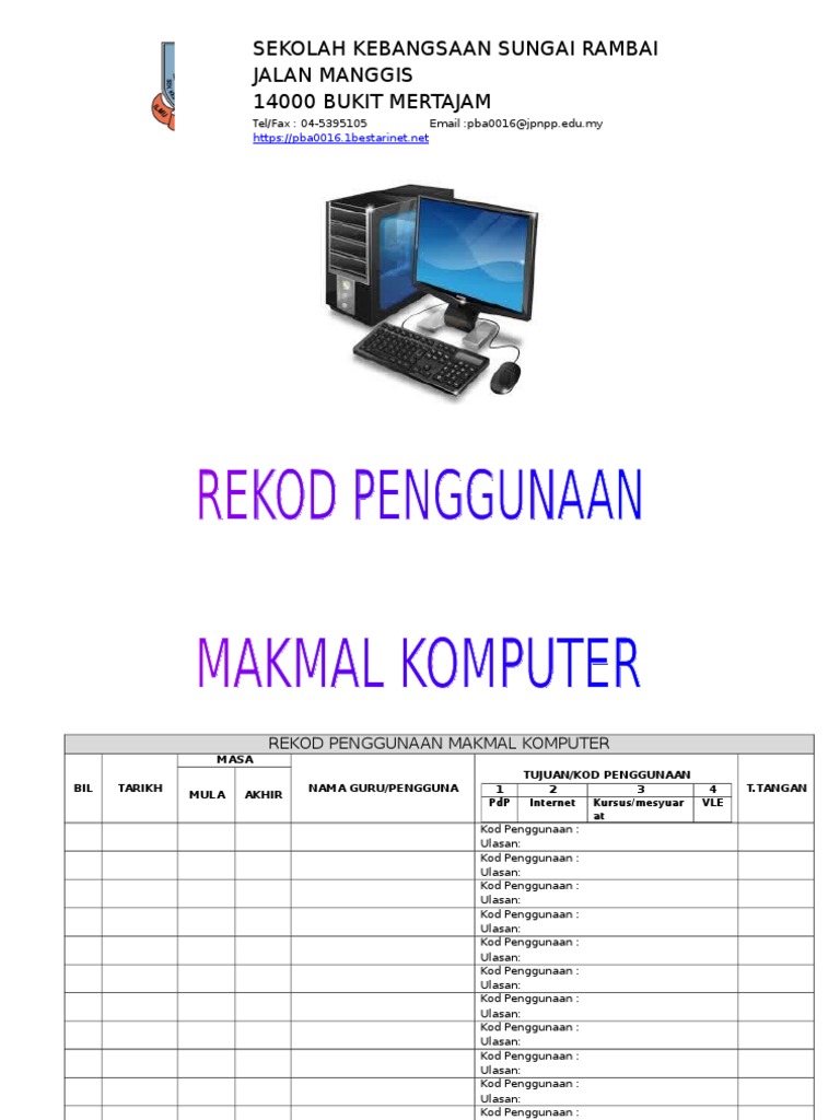 Buku Log Penggunaan Makmal | PDF