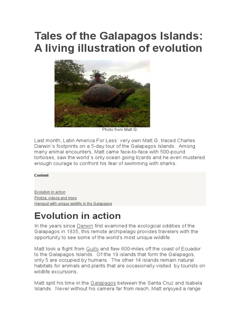 Tales of The Galapagos Islands Article 1 | PDF | Galápagos Islands ...