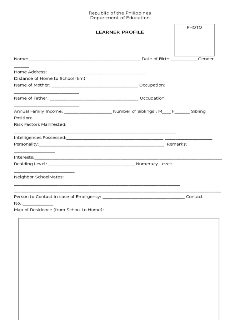 Learner Profile: Republic of The Philippines Department of Education | PDF