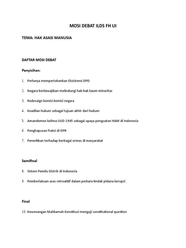 Mosi Debat Ilds FH Ui | PDF