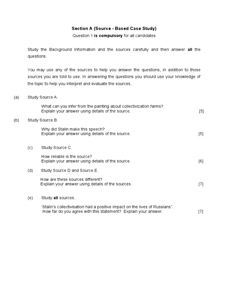 Practice Paper On Stalin's Collectivisation Programme | PDF | Land ...