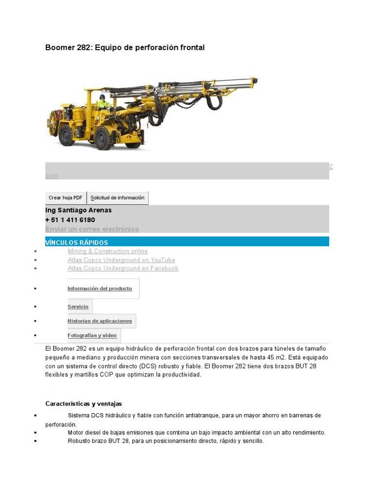 Boomer 282: Perforación Eficiente en Minería | PDF | Eje | Ingeniería ...