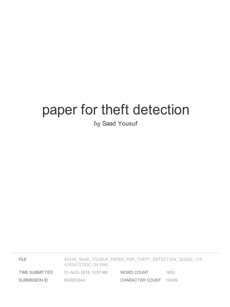 Theft Detection Paper by Saad Yousuf | PDF | Cybernetics | Systems ...