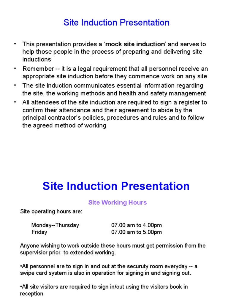 Site Induction Presentation | PDF | Safety | Waste