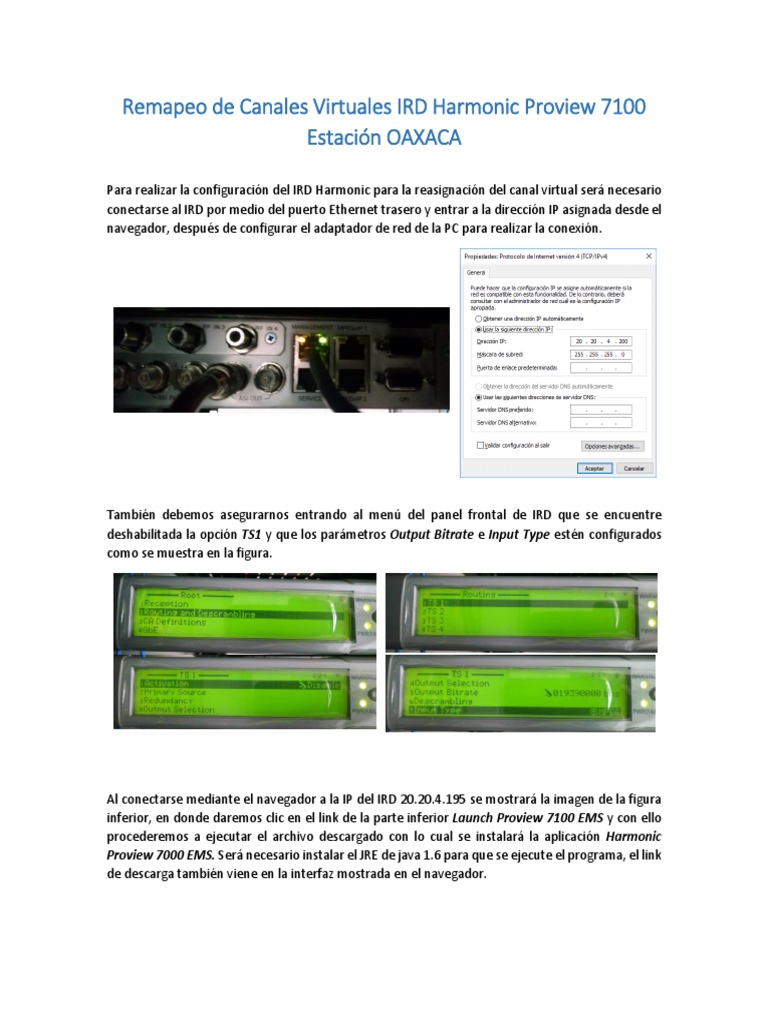Configuración IRD Harmonic Proview 7100 | PDF | Point and Click | Redes ...