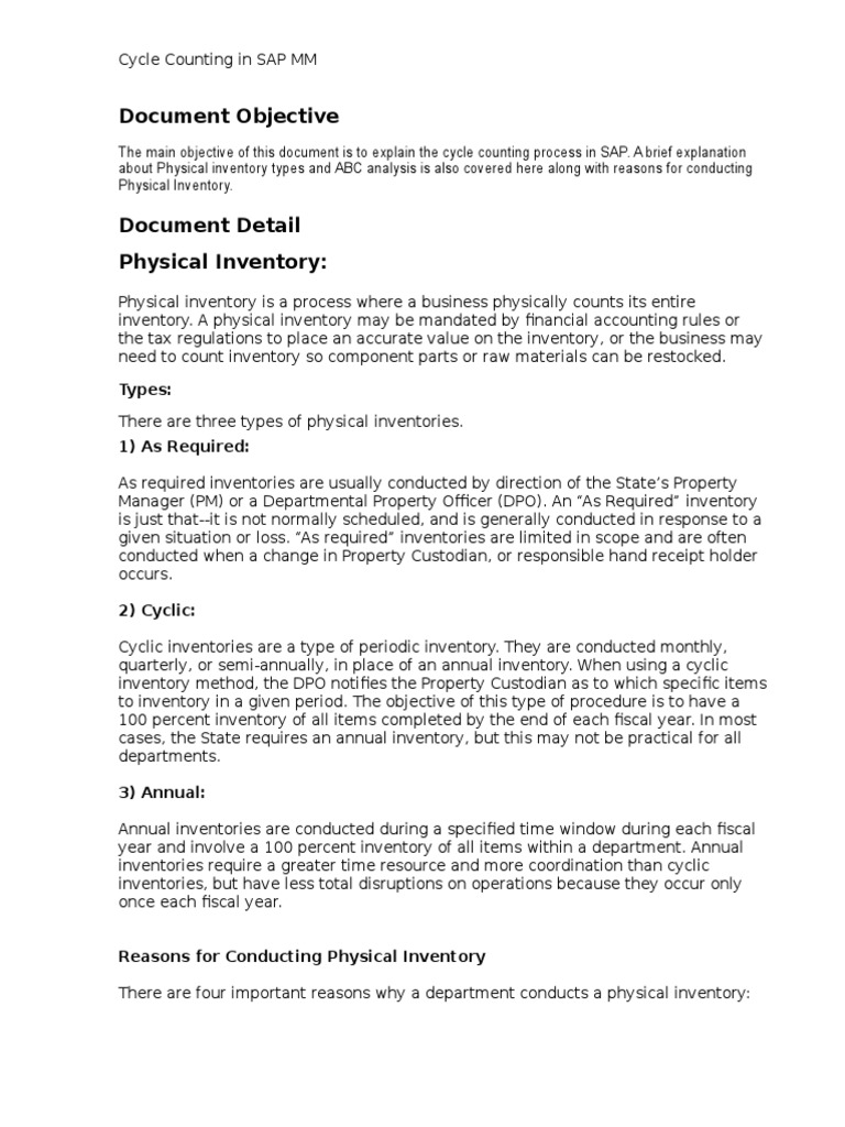 SAP MM Cycle Counting Process Guide | PDF | Inventory | Business