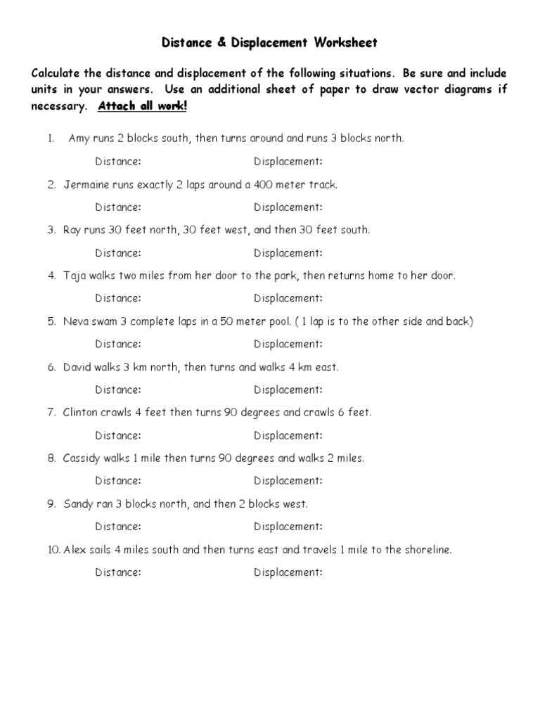 Displacement Worksheet | PDF