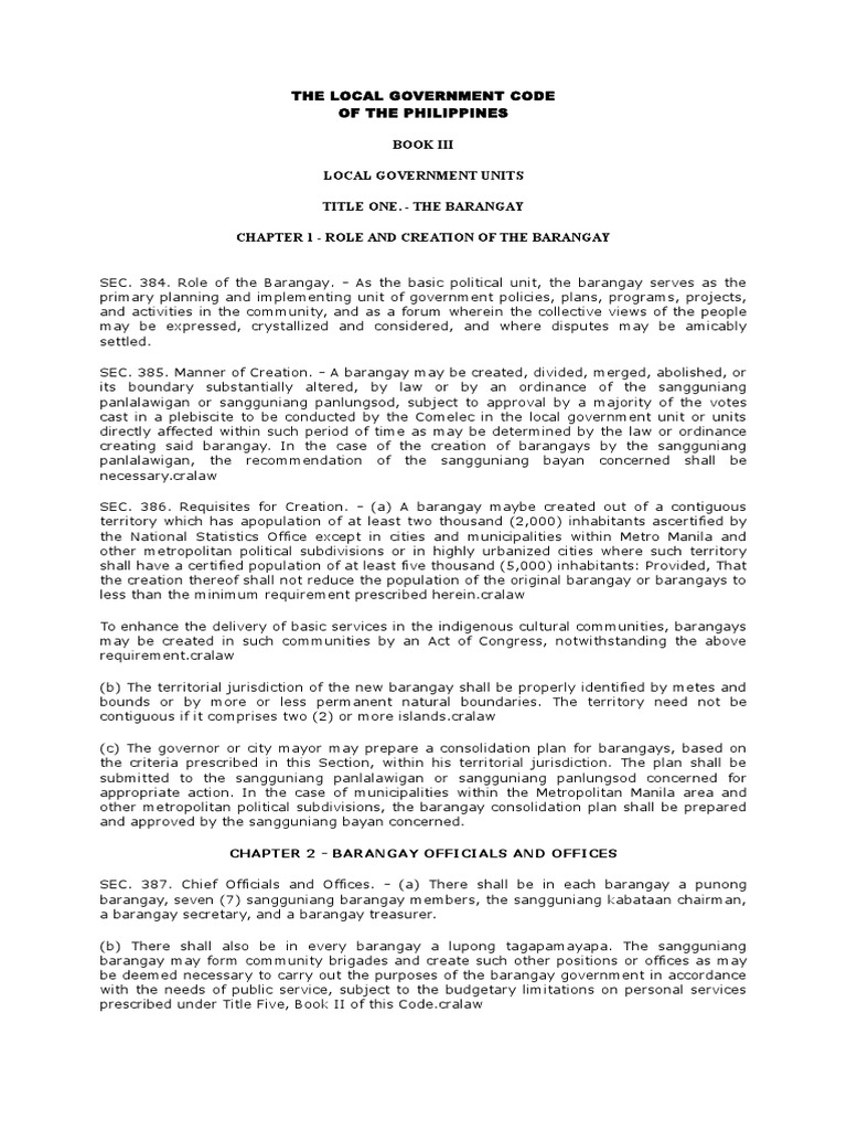 The Local Government Code Book III | PDF | Arbitration | Mediation