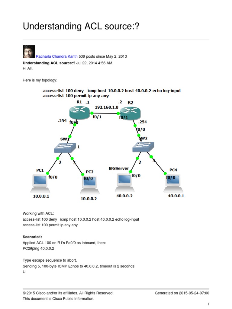 Understanding ACL Source:?: Racharla Chandra Kanth | PDF | Router ...