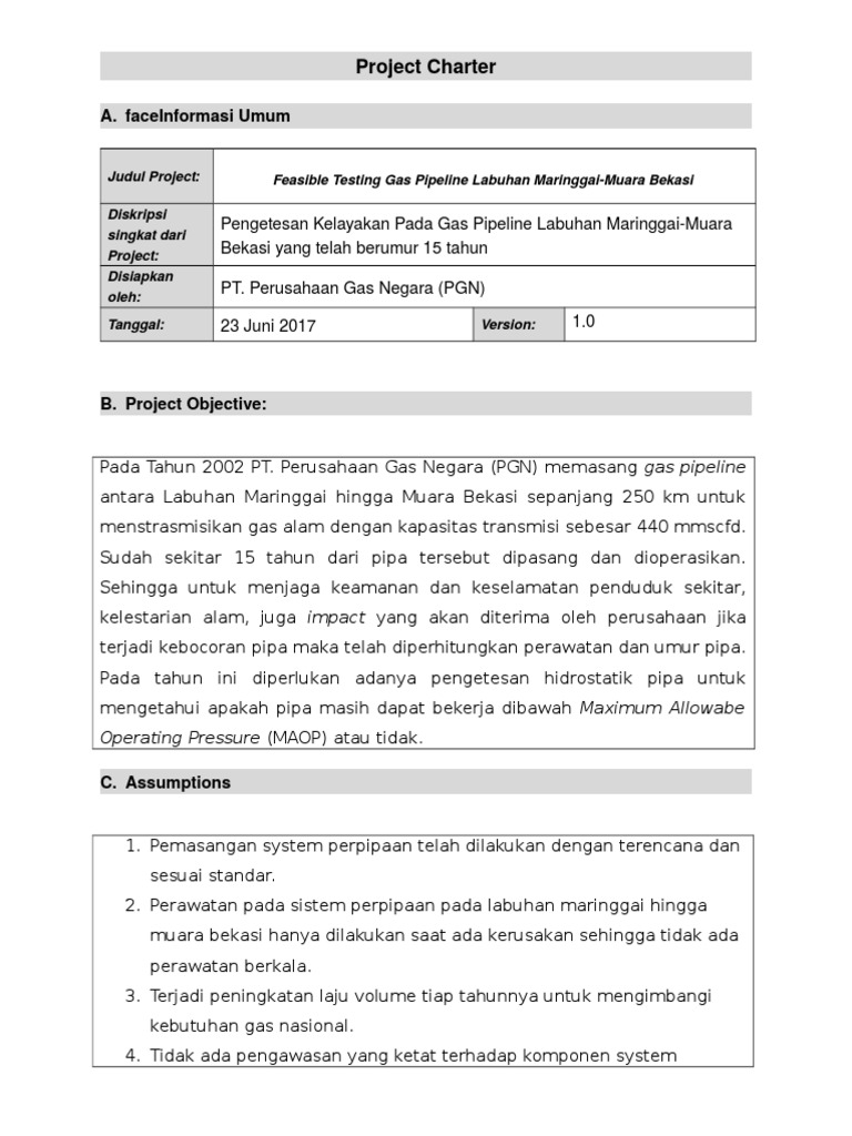 Project - Charter - Template - BAHASA | PDF