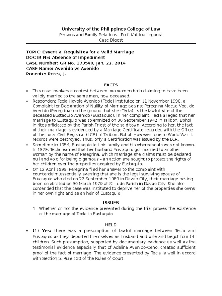 Avenido Vs Avenido | PDF | Marriage | Evidence