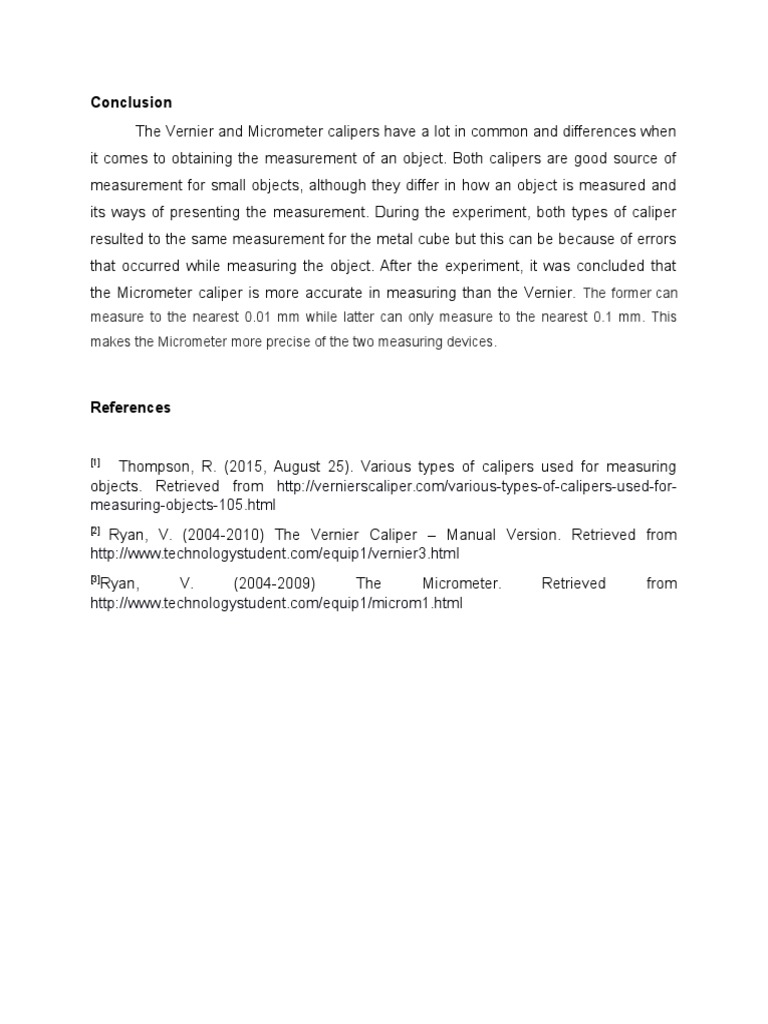 Conclusion Reference | PDF | Measuring Instrument | Tools