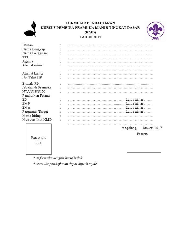 Formulir Pendaftara1 KMD | PDF