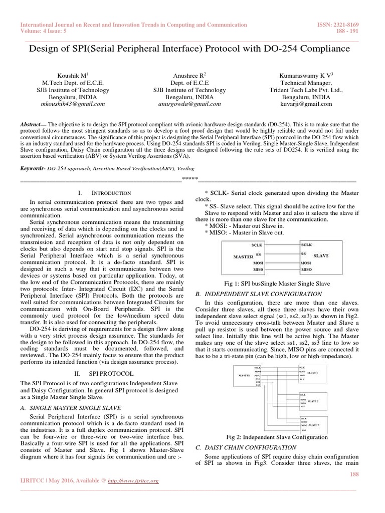 Design of SPI (Serial Peripheral Interface) Protocol With DO-254 Compliance | PDF | Hardware ...