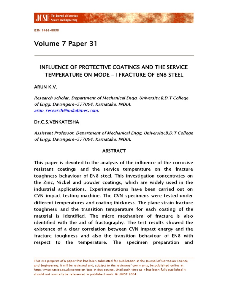 V7Preprint31 Standards EN8 Material | PDF | Redox | Fracture
