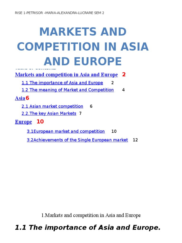 Markets and Competition in Asia and Europe | PDF | Single Market | Asia
