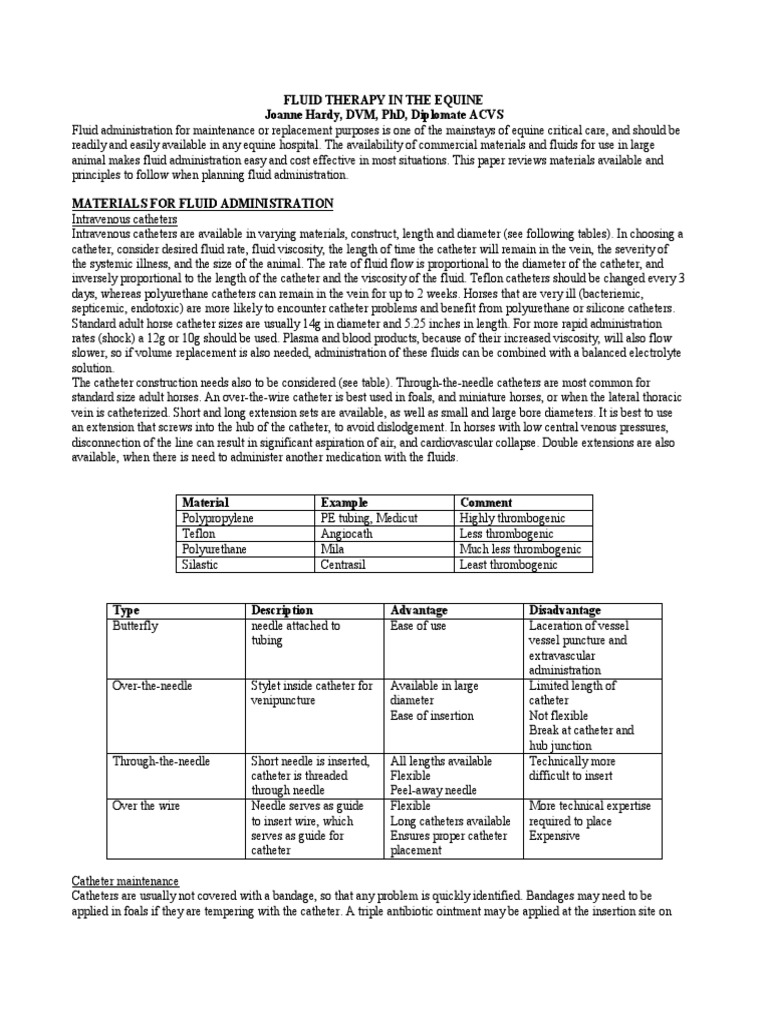 Fluid Therapy in Equine PDF | PDF | Intravenous Therapy | Blood