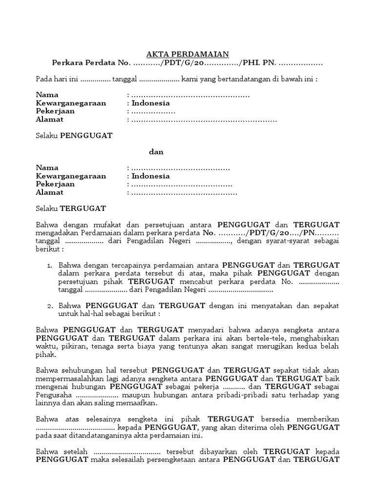 Akta Perdamaian 001 | PDF