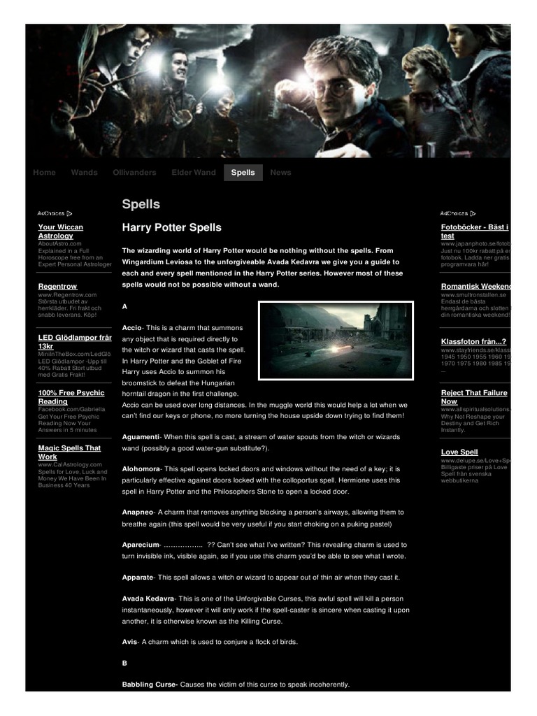 Harry Potter Wands Spell | PDF | Warner Bros. Franchises | Mythological ...