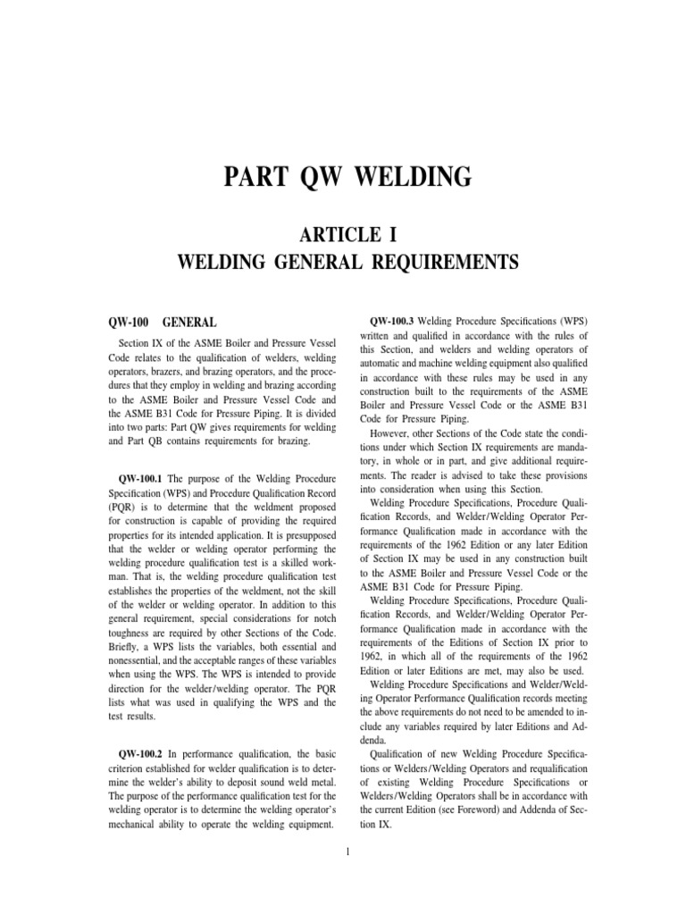 Asme Ix QW PDF | PDF | Welding | Construction