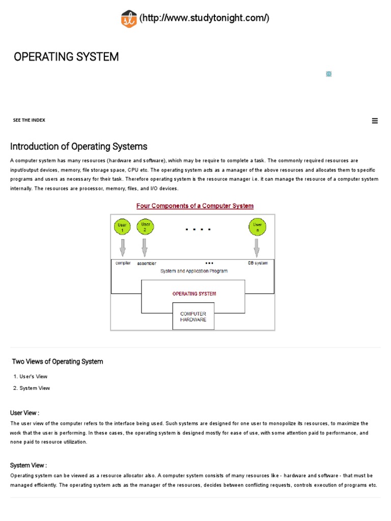 Introduction of Operating Systems - Operating System Tutorial ...