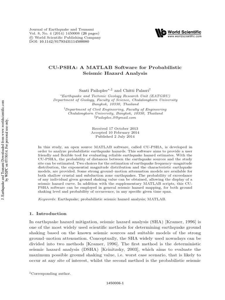 Cu-Psha A Matlab Software For Psha | Download Free PDF | Earthquakes ...