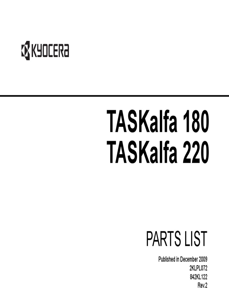 Kyocera TASKalfa 180-220 Parts List PDF | PDF | Manufactured Goods ...