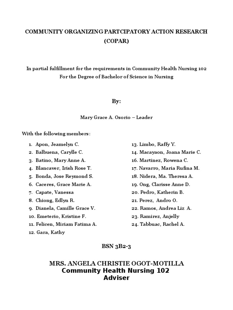 Copar Documentation | PDF | Malnutrition | Nursing