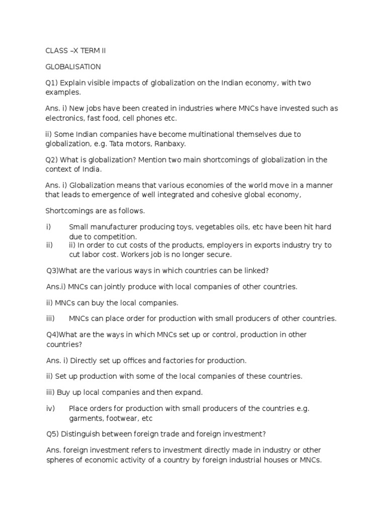 CH 4 Globalisation | PDF | Multinational Corporation | Globalization