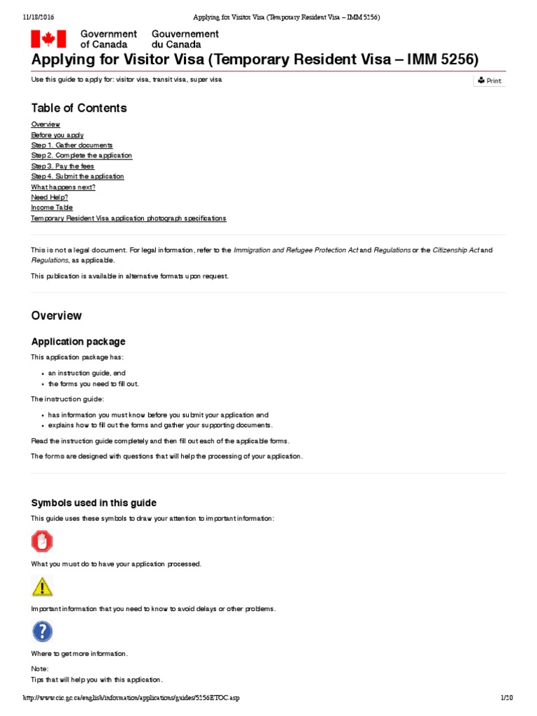 Applying for Visitor Visa (Temporary Resident Visa – IMM 5256) | Travel ...