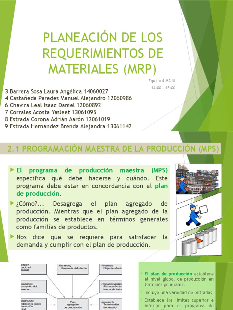 Planeación De Los Requerimientos De Materiales Mrp Equipo 4 Pdf