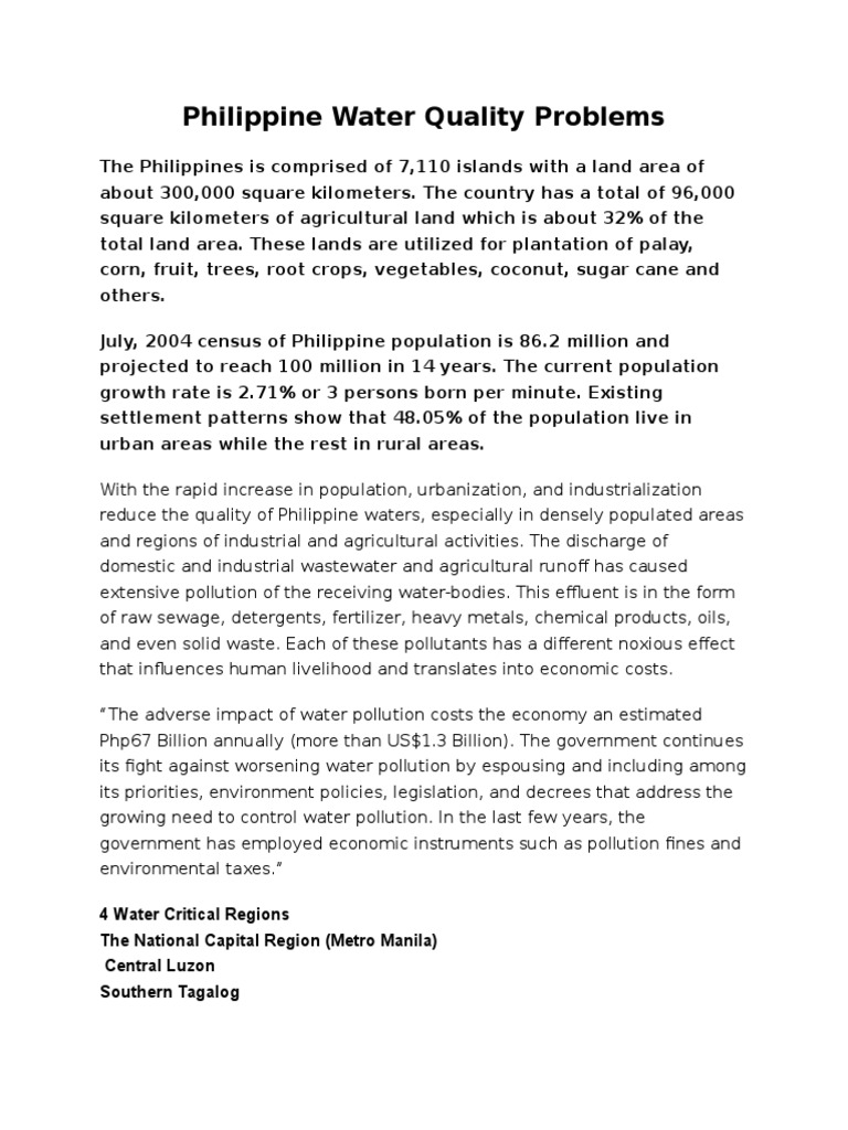 Water Quality Problems | PDF | Water Resources | Wastewater