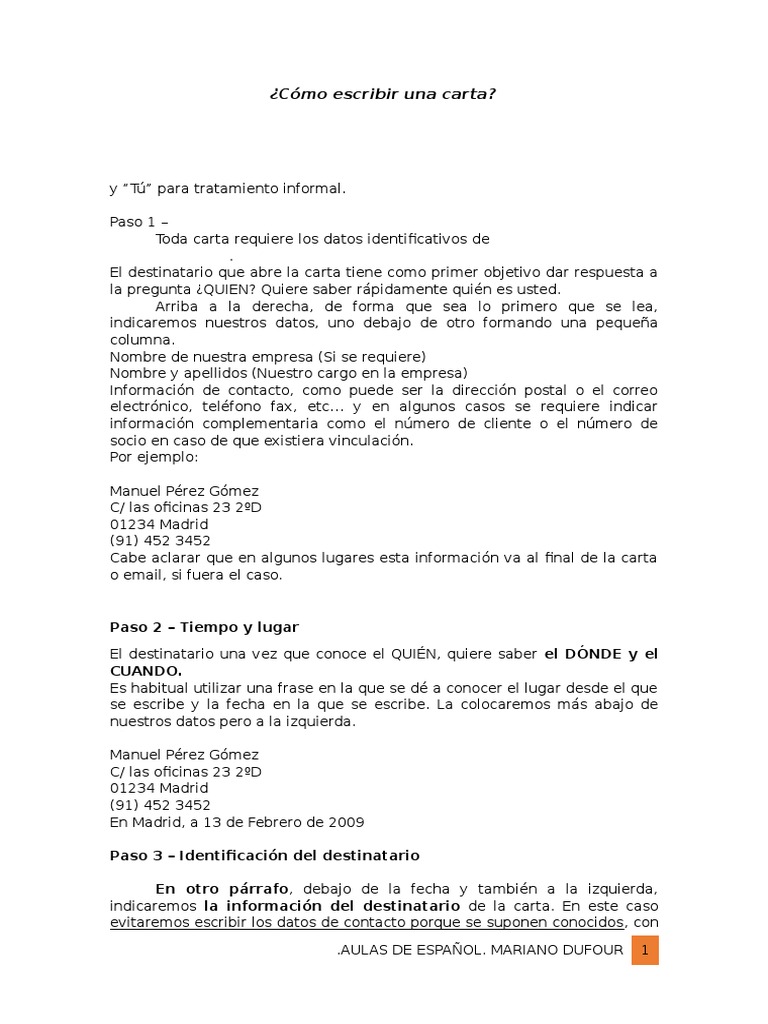 Cómo Escribir Una Carta | PDF | Correo electrónico | Comunicación escrita